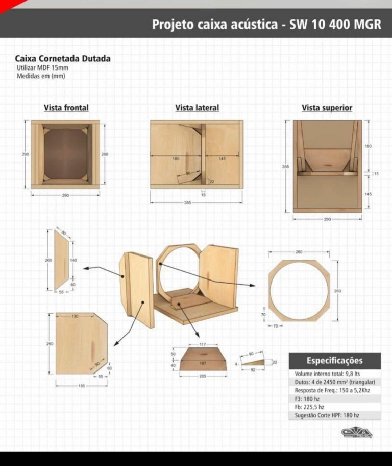 Caixa de Médio 10 Polegadas Cornetada 300 400 500 rms