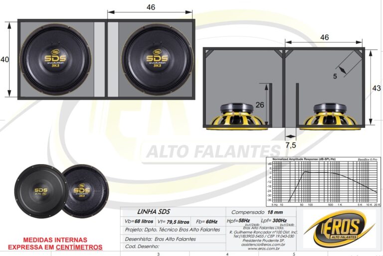 Caixa Alto Falante Eros SDS 2.4k 2.7k 3k3 15 e 18 Polegadas