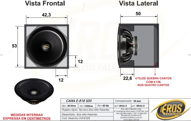 Caixa Alto Falante Eros SDS 2.4k 2.7k 3k3 15 e 18 Polegadas