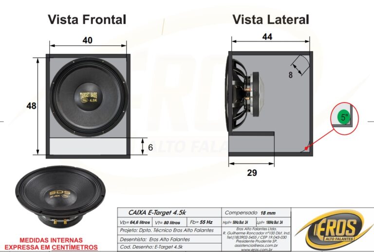 Caixa Alto Falante Eros Target Bass 3k 3.3k 4k 4.5K rms 15 e 18 Polegadas