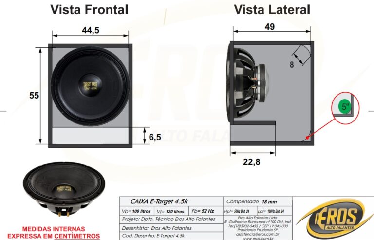 Caixa Alto Falante Eros Target Bass 3k 3.3k 4k 4.5K rms 15 e 18 Polegadas